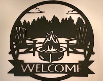 Outdoor Backyard Metal Welcome Fire Pit Sign - Etsy