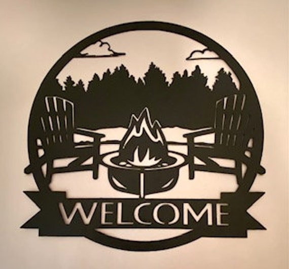 Fire Pit Scene Metal Sign - Etsy