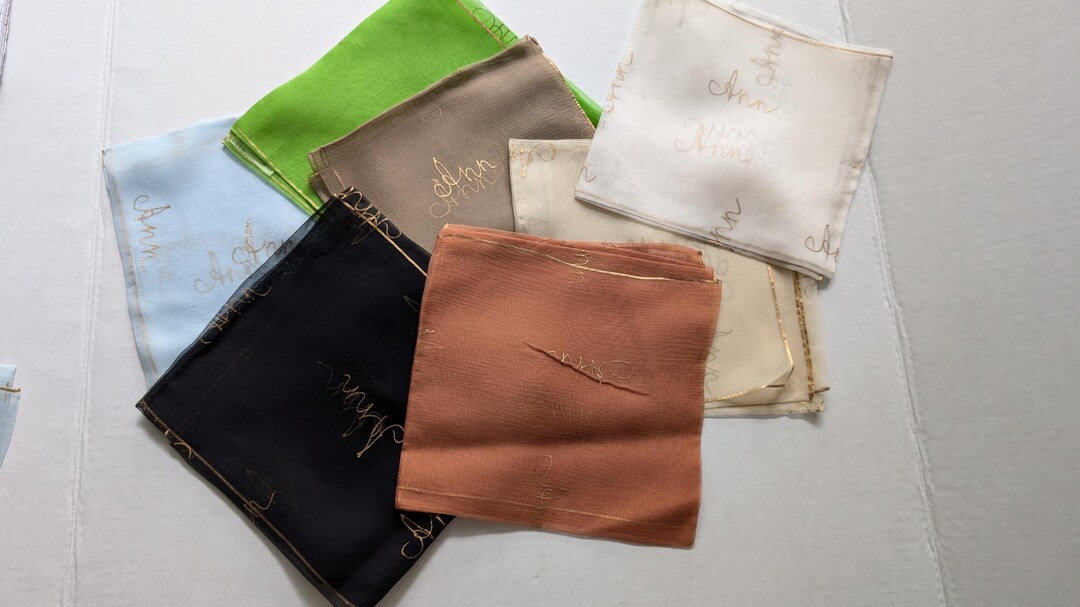 Vintage Silk Chiffon Sheer Scarf Hand Personalized Painted Name ANN ...