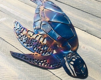 Copper Sea Turtle/coastal Art/metal Nautical Decor/hand Hammered ...