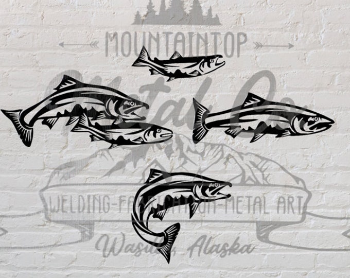 Salmon Digital Design Bundle. Svg, Png, Dxf, Eps, Ready to Cut - Etsy