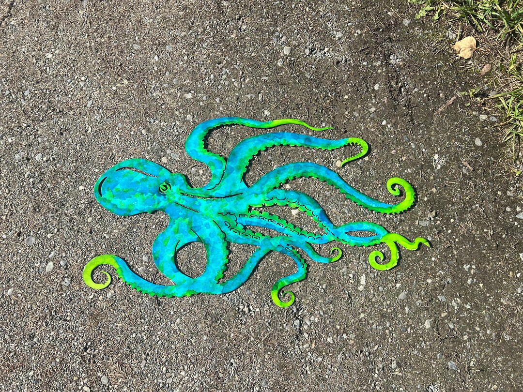 Vibrant Metal Octopus Art, Alcohol Inked - Etsy