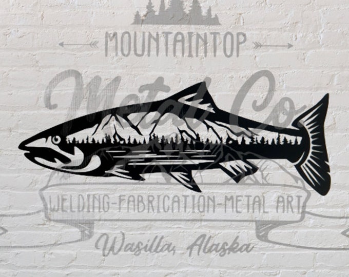 Mountain Salmon SVG, PNG High Resolution, Dxf, Fisher Gift Idea, Fish ...