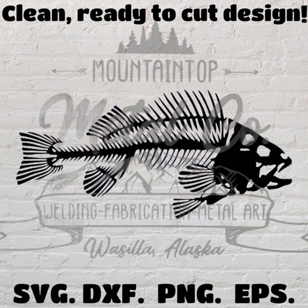 Fish Skeleton Digital Design File. Instant Download. Svg, Png, Dxf, Eps ...