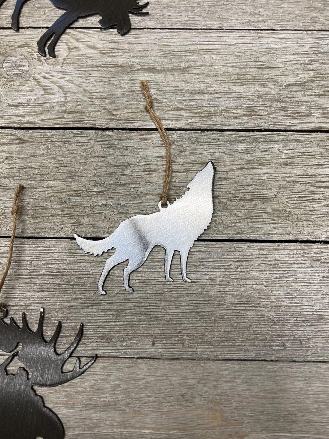 Silver Metal Howling Wolf Christmas Ornament - Etsy