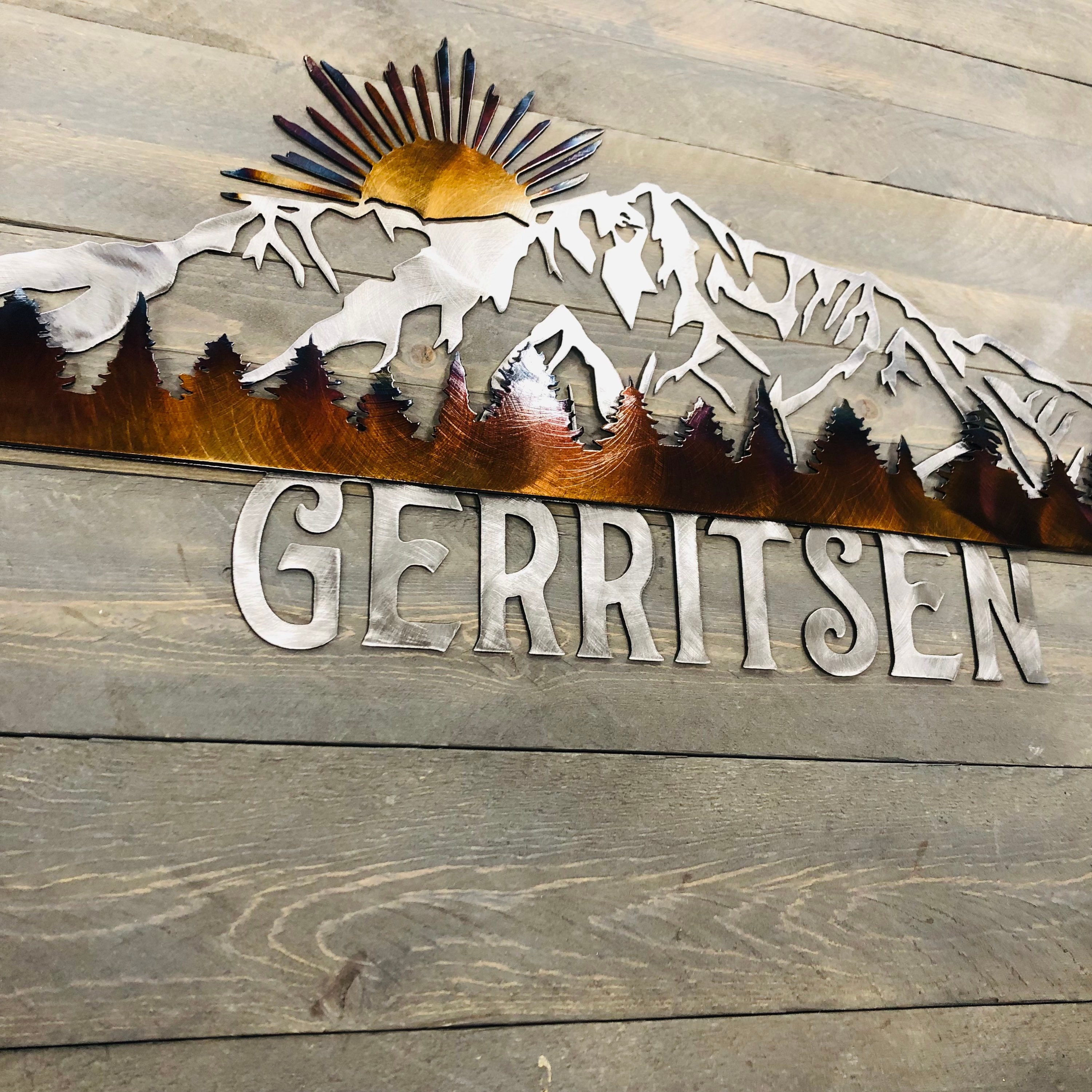 Metal Mountains With Sunrise and Trees - Etsy