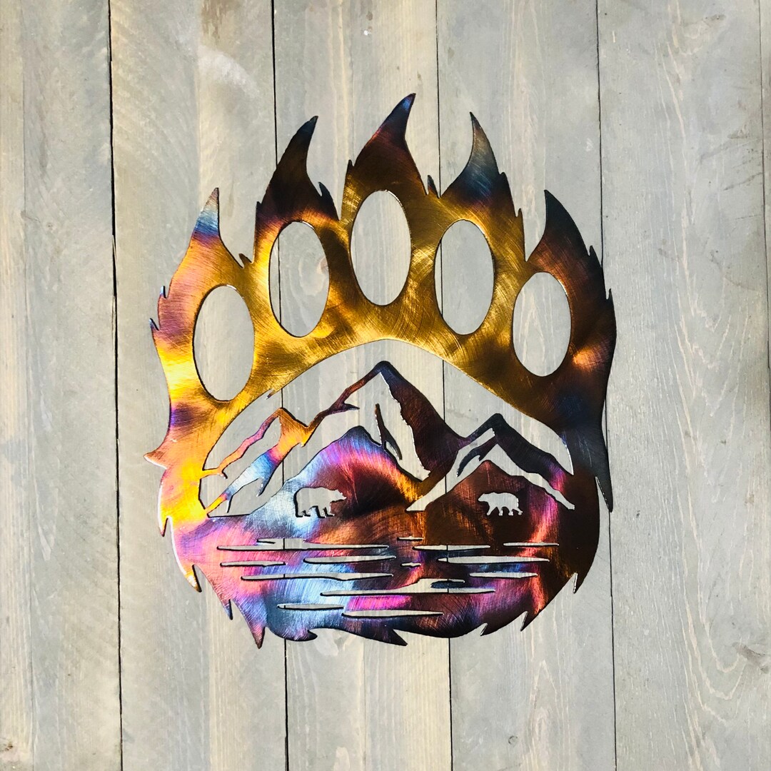 Metal Bear Paw Scene Wall Art - Etsy