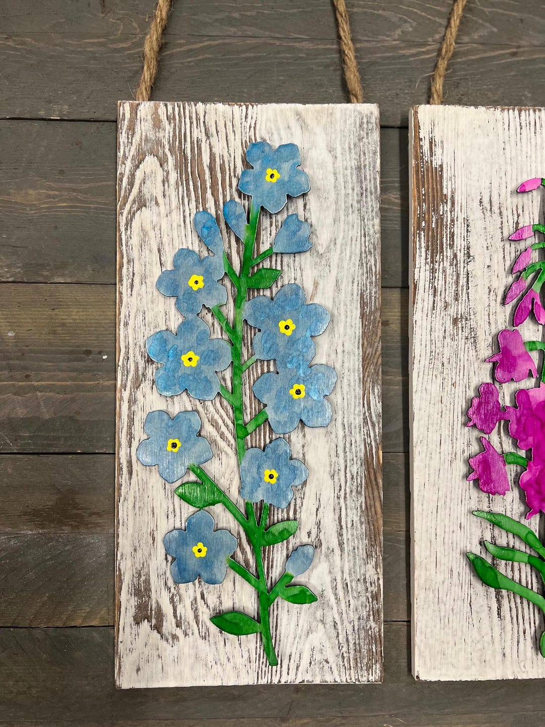 Metal Forget Me Not Flower on Wood, Metal Art Wall Hanging - Etsy