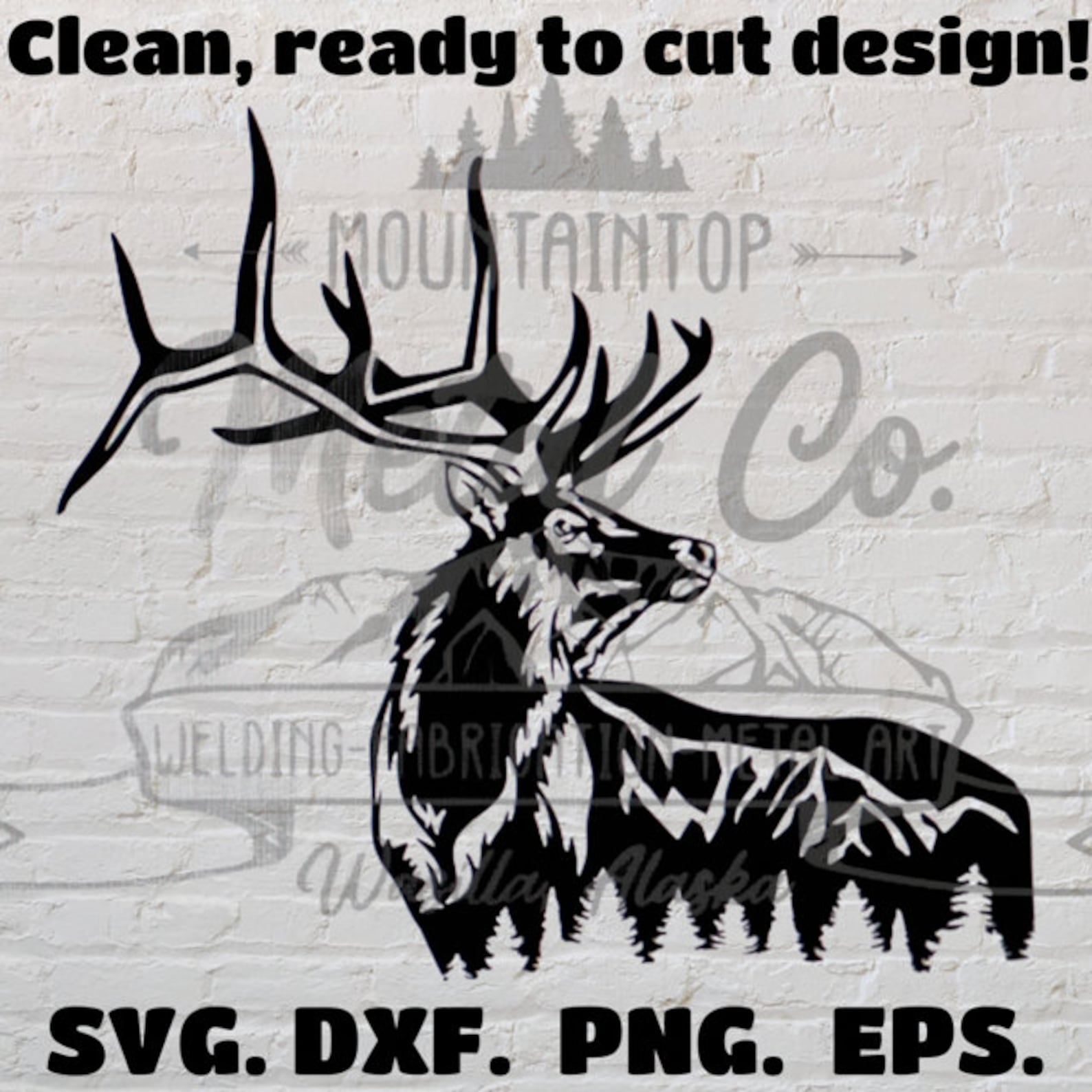 Ready to Cut Elk With Mountain Scene Digital Design. Svg, Eps, Png, Dxf ...