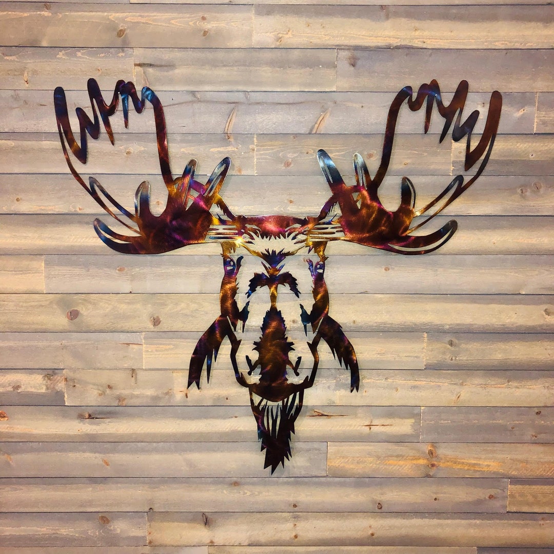 Metal Moose With Antlers Wall Art - Etsy