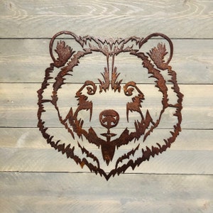 Metal Grizzly Bear Face Wall Art - Etsy