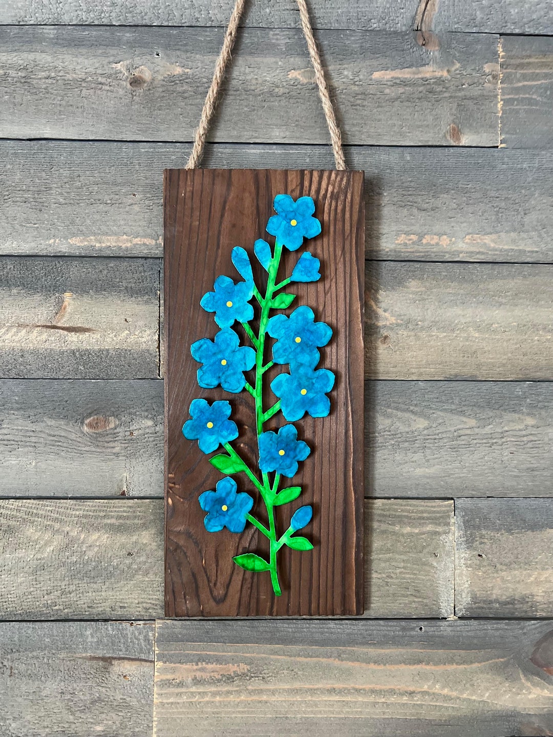 Metal Forget Me Not Flower on Wood - Etsy
