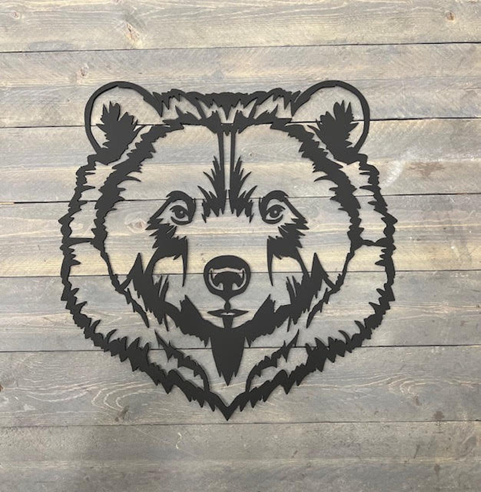 Metal Grizzly Bear Face Wall Art - Etsy
