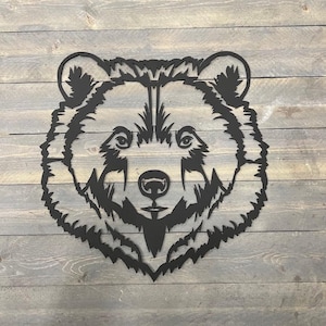Metal Grizzly Bear Face Wall Art - Etsy