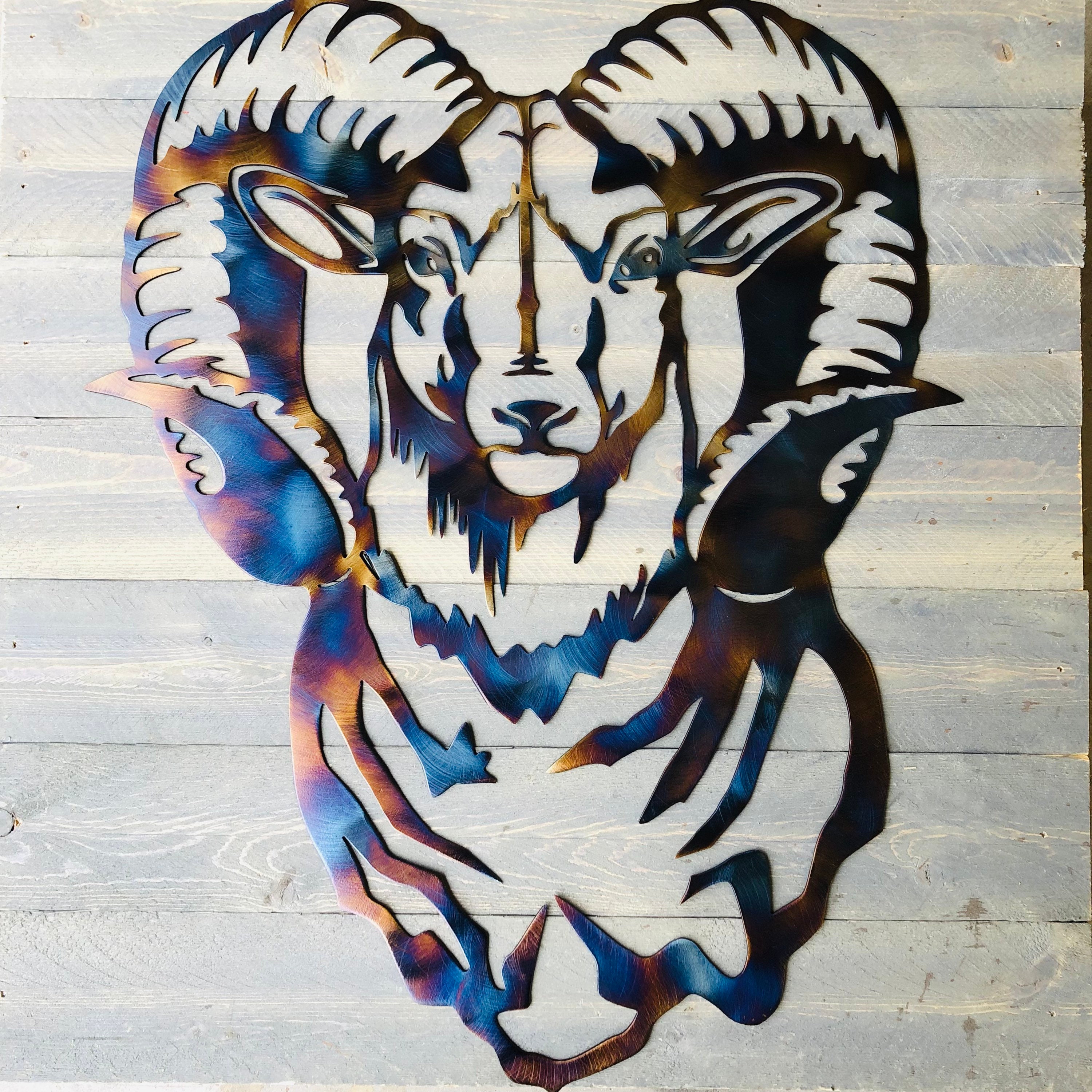 Heat Treated Metal Big Horn Sheep Wall Decor Wall Art Metal - Etsy