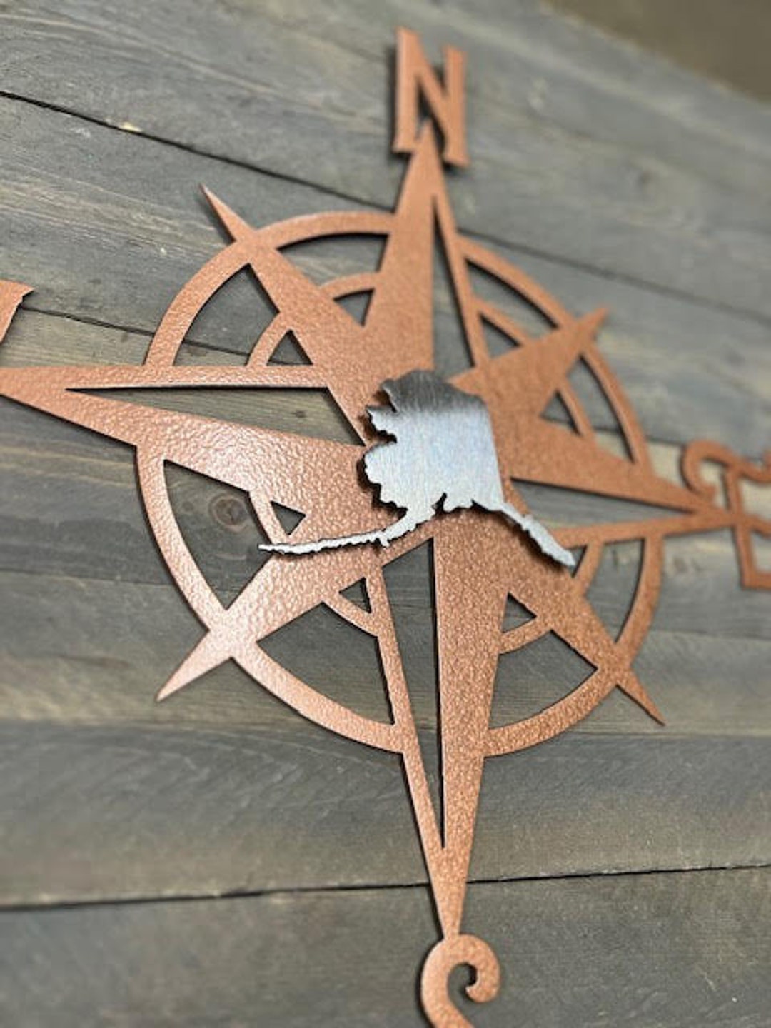 Metal Compass Rose With Alaska customizable - Etsy
