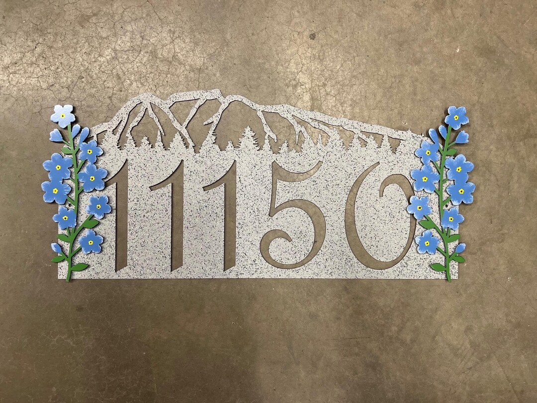 Custom Mountain Address Sign With Vibrant Forget Me Not Flowers - Etsy