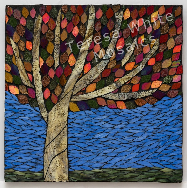 Mosaic Wall Art Autumn Tree 20 X 20 Gift for Friend, Gift for ...