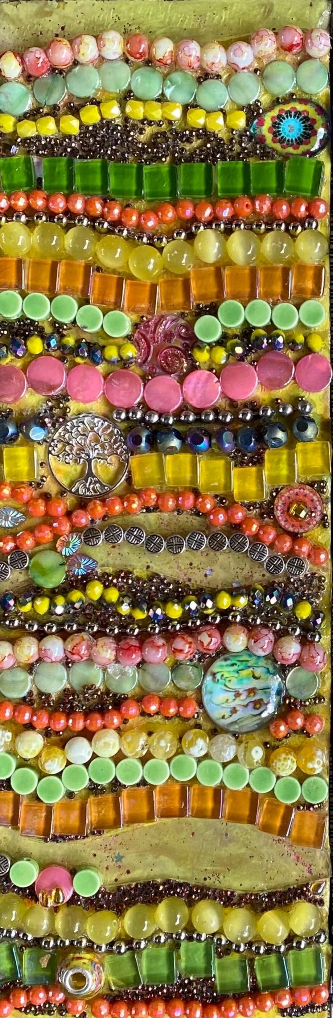Mosaic Wall Art Bedazzled Yellow Orange Green 4 X 12 Wall Hanging. Gift ...