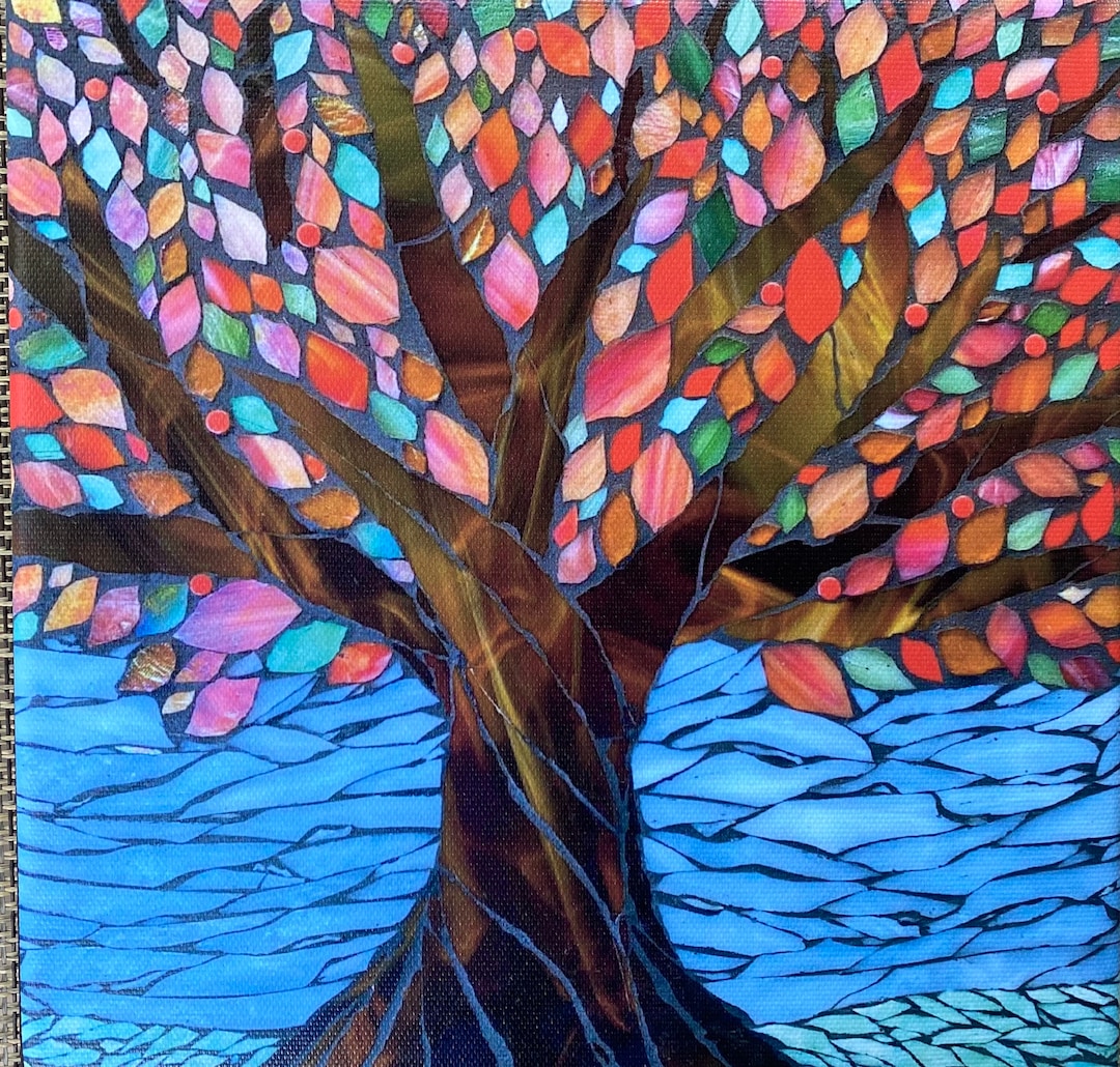 Canvas Wall Art *canvas Print* Red Tree 8 X 8 - Etsy
