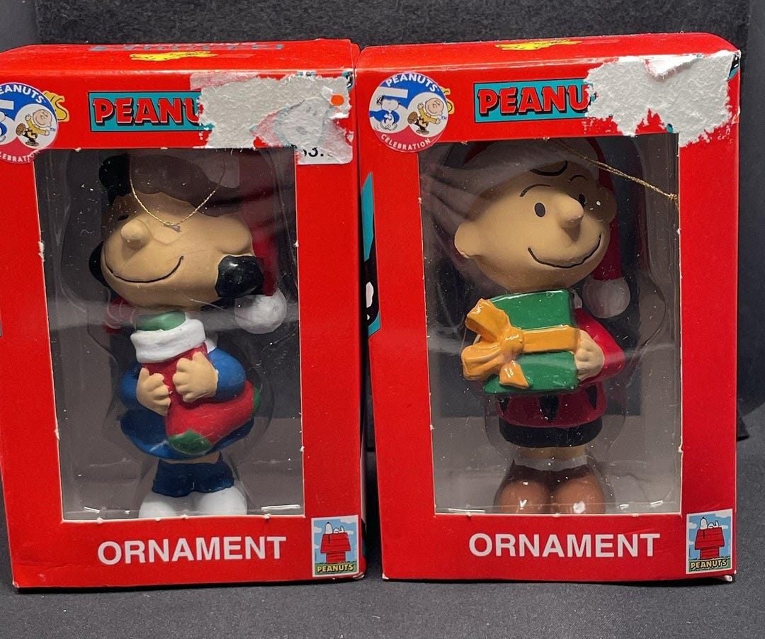 Vintage 2000 Charlie Brown & Lucy Christmas Ornaments Peanuts 50th. New ...