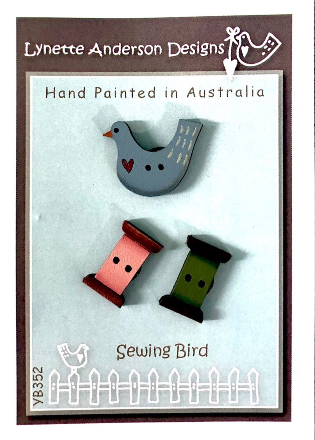 Sewing Bird Handpainted Wooden Button Set by Lynette Anderson Designs ...