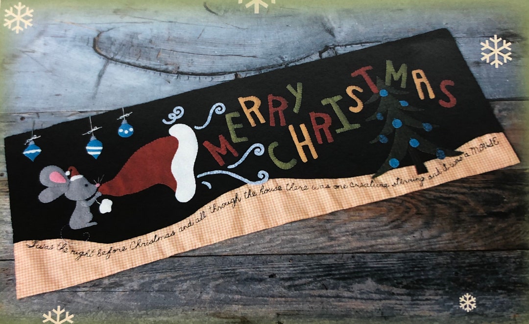 The Stirring Mouse Pattern by Nutmeg Hare, 12" X 33-1/2" Wool Table ...