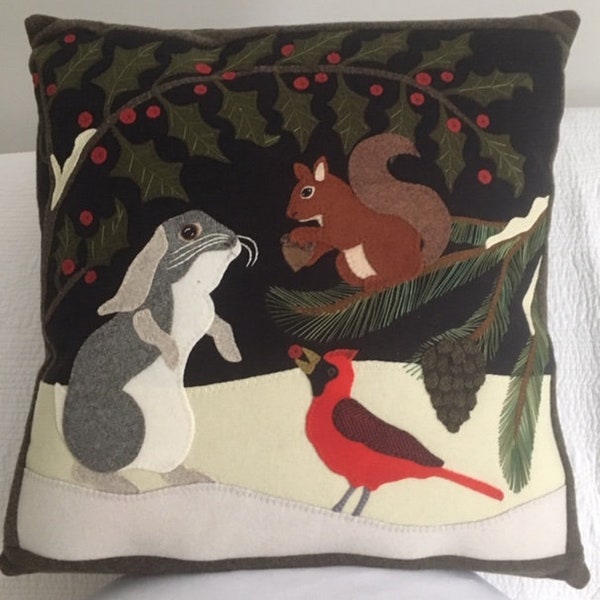 Wool Applique Pillow - Etsy