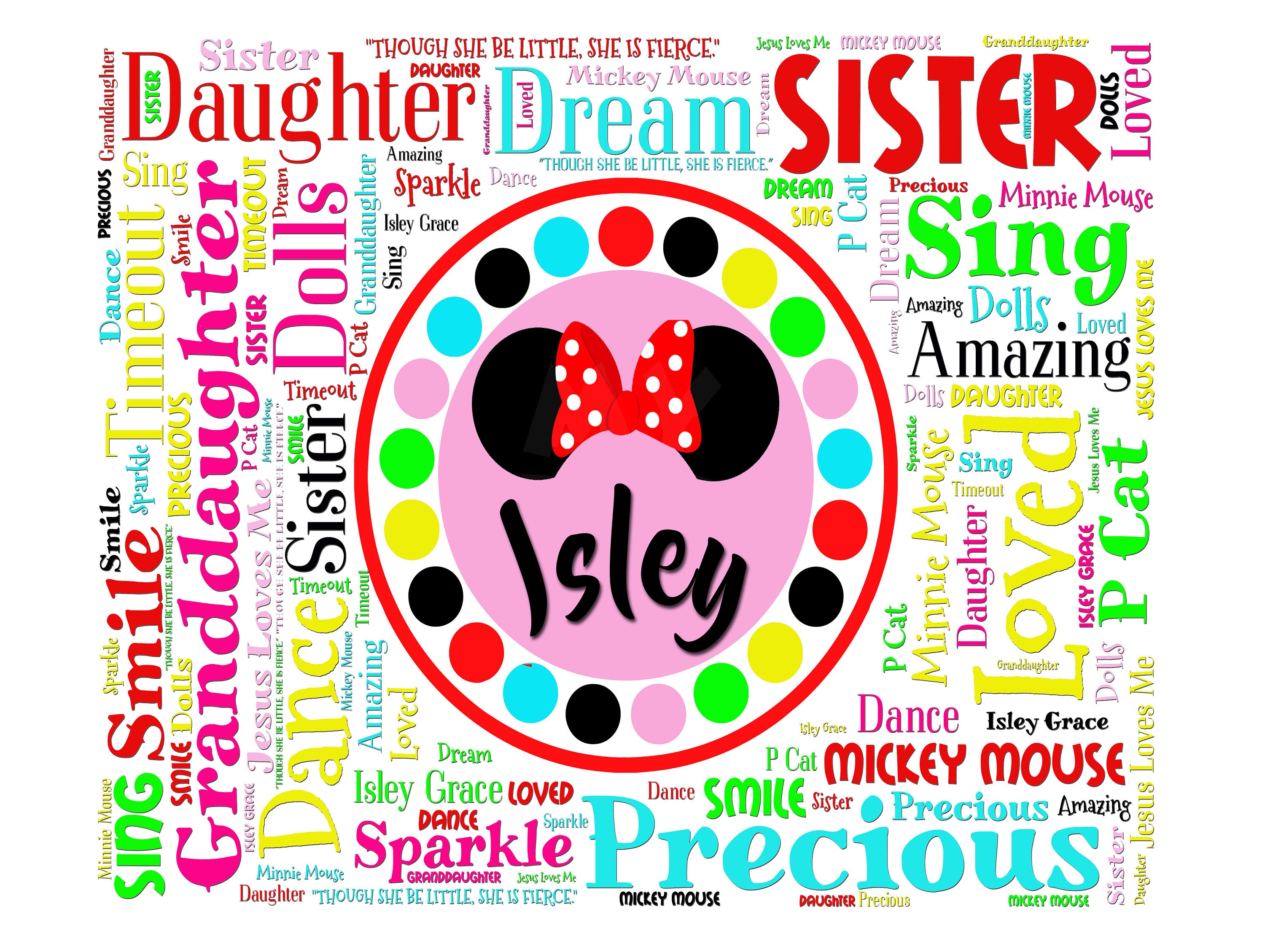 Personalized Mickey / Minnie Mouse Name and Word Art Blanket girl or ...