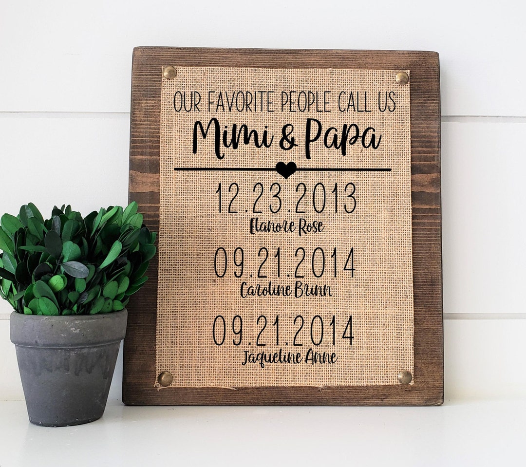 Mimi and Papa Gift, Mimi and Papa Sign, Personalized Gift - Etsy