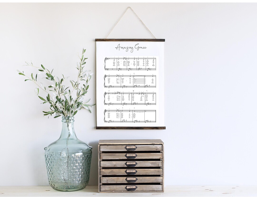 Amazing Grace Sheet Music Sign, Hanging Canvas Sign, Sheet Music Sign ...