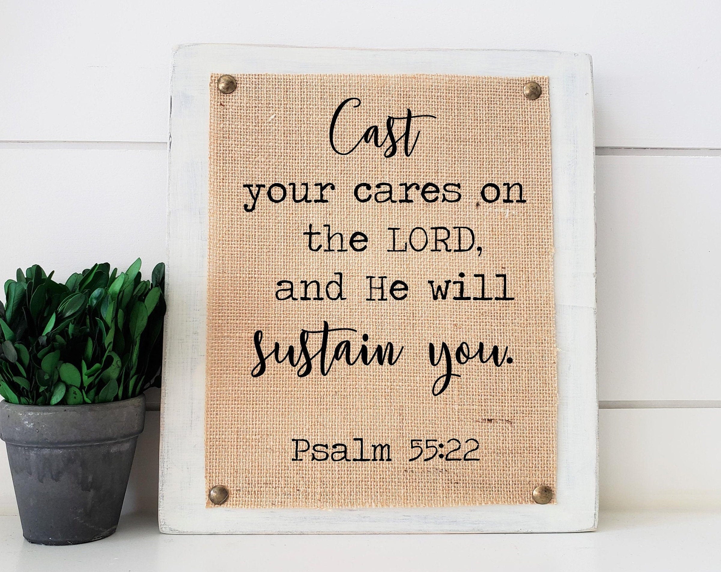 Psalm 55:22 Cast Your Cares on the Lord Bible Verse Wall Art - Etsy