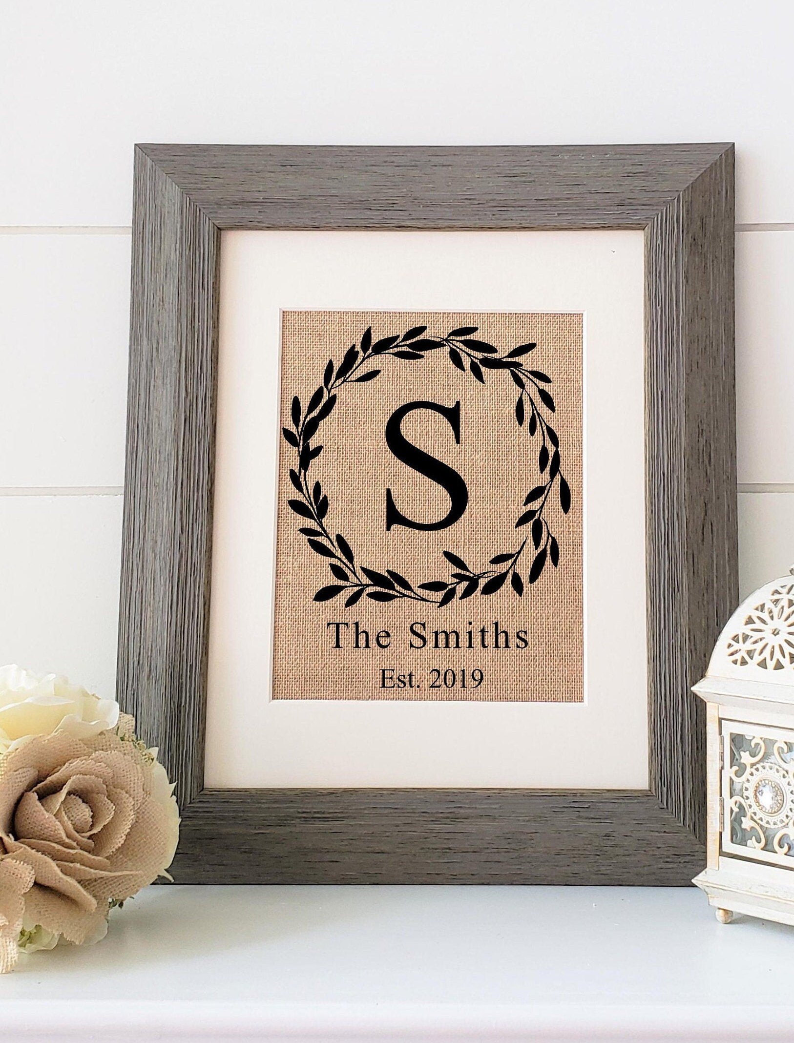 Custom Family Name Sign on Burlap, Last Name Burlap Print, Personalized ...