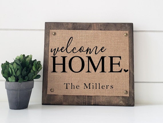 Personalized Housewarming Gift Welcome Home Sign Family Name | Etsy