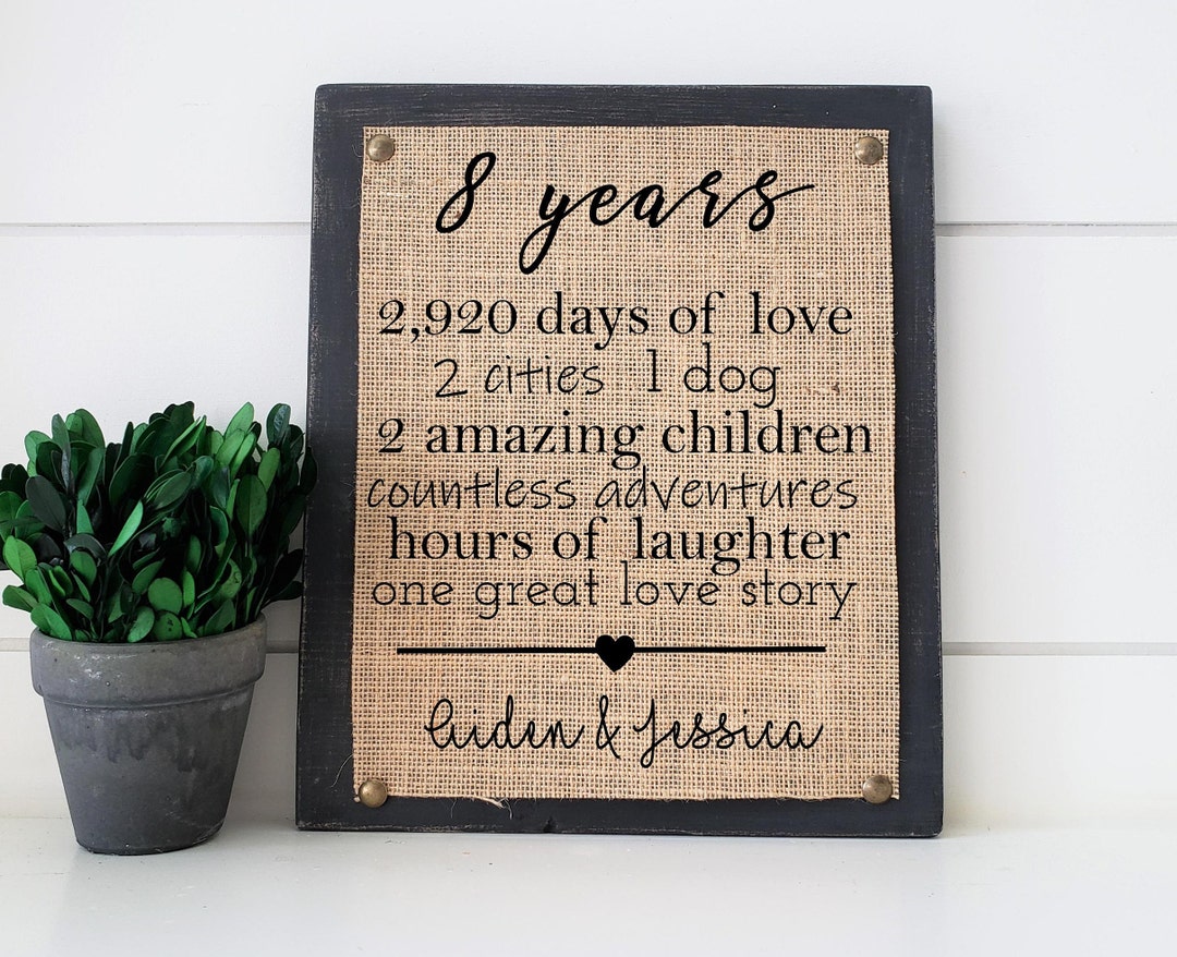8 Year Anniversary Gift, Personalized Anniversary Collage Print on ...