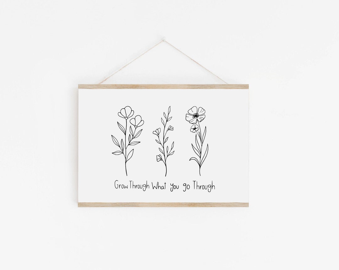 Wildflower Print, Inspirational Wall Art, Therapist Office Sign, Grow ...