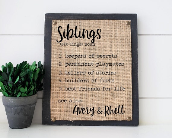 Siblings Definition Sign Playroom Decor - Etsy