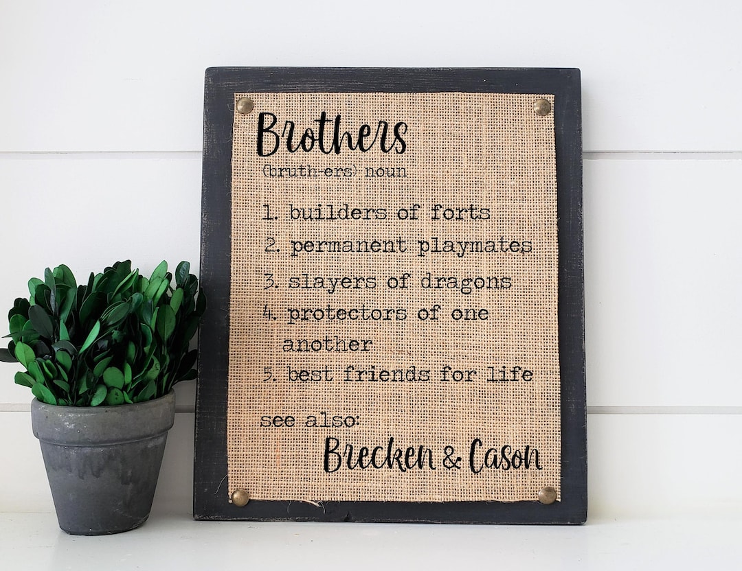 Playroom Decor, Brother Definition Sign, Playroom Wall Art, Brothers ...