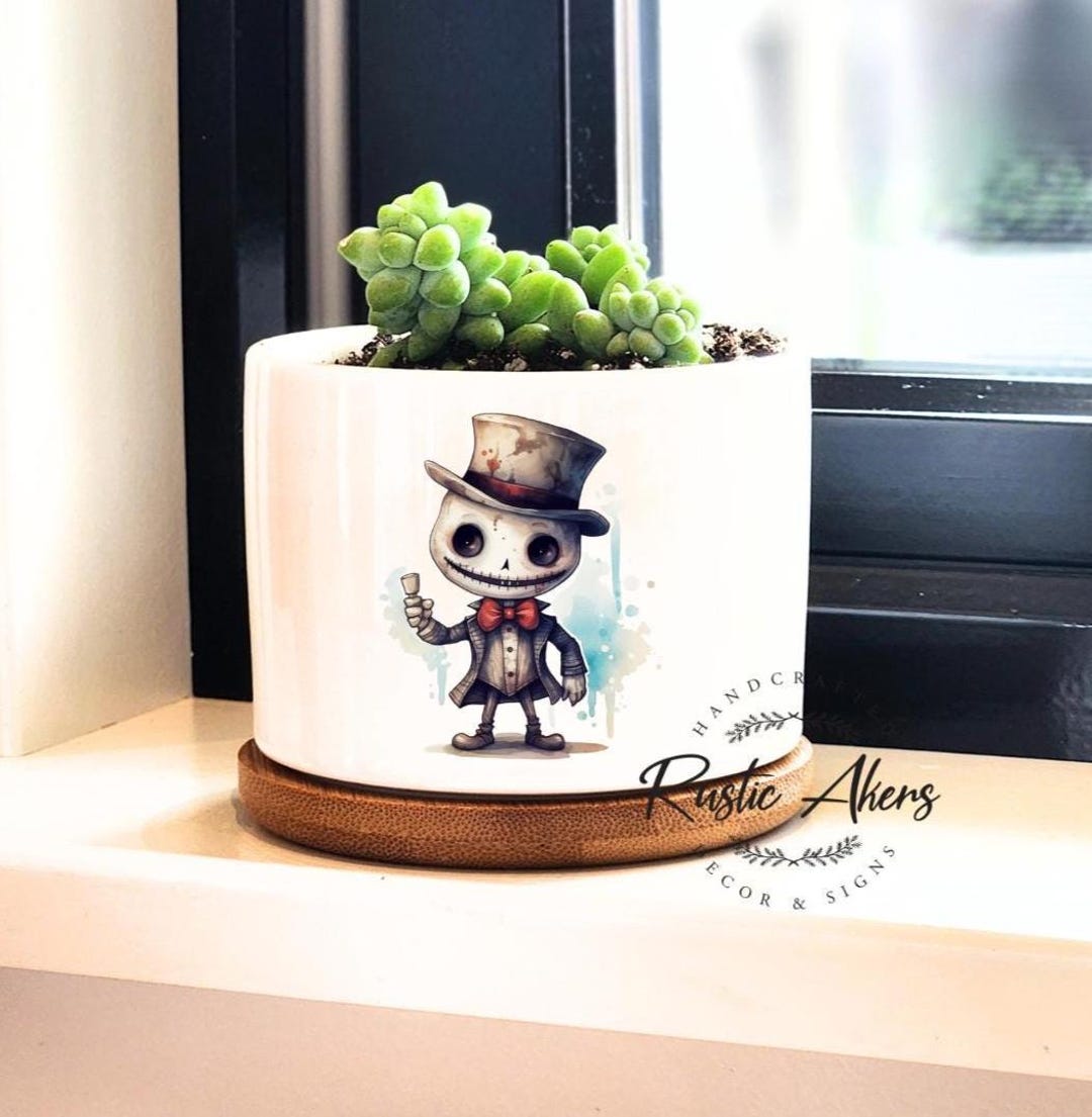 Cute Halloween Skeleton, Succulent Planter, Halloween Watercolor ...