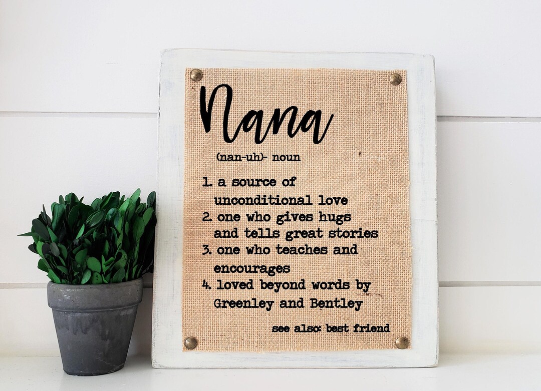 Personalized Nana Gift, Definition Sign for Grandma, Mother's Day Gift ...