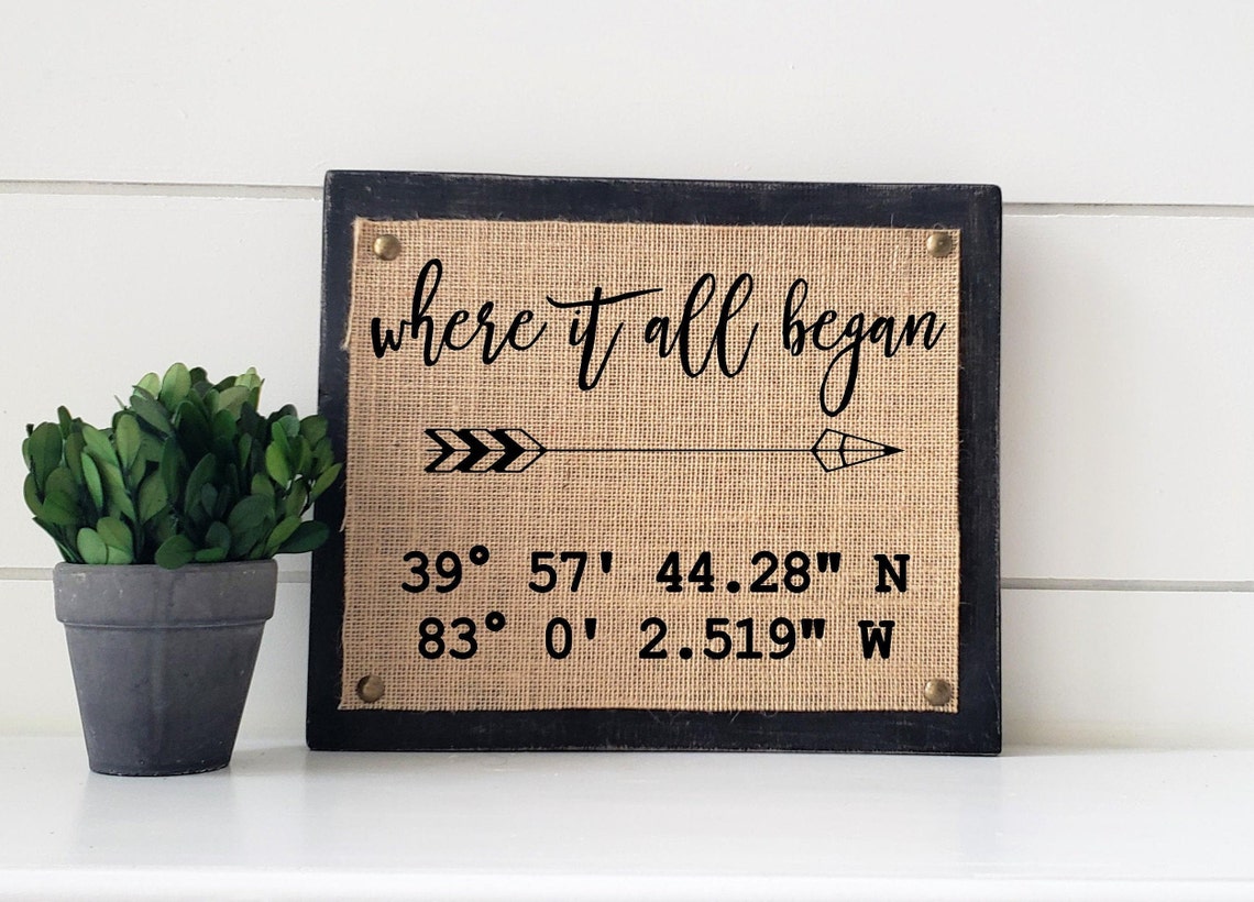 Where It All Began Custom Coordinate Sign, First Home Gift, New Home ...