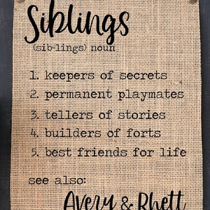 Siblings Definition Sign, Playroom Decor - Etsy