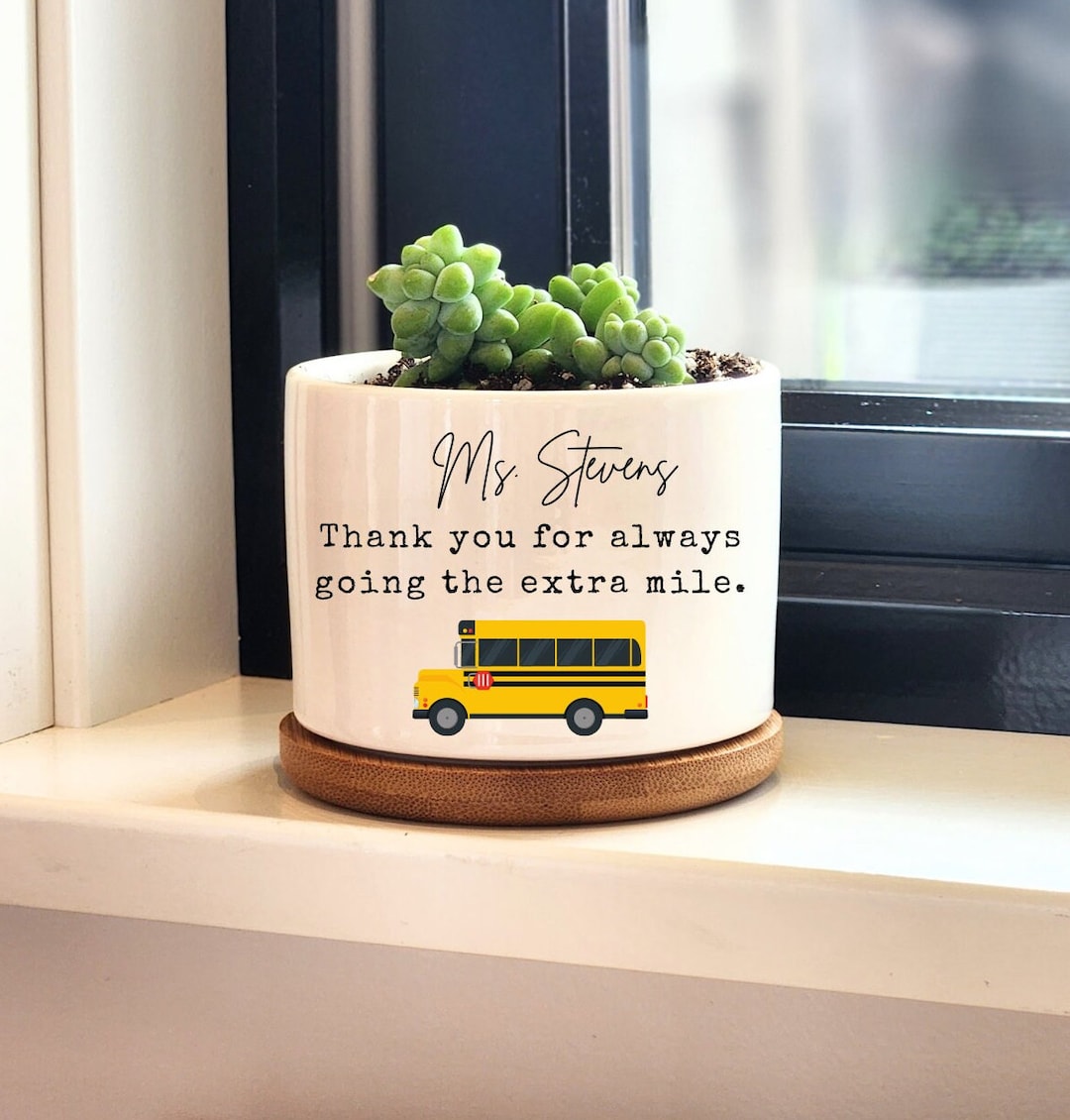Thank You Gift for Bus Driver, End of Year Gift, Personalized Planter ...