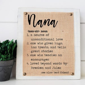 Personalized Nana Gift, Definition Sign for Grandma, Mother's Day Gift ...