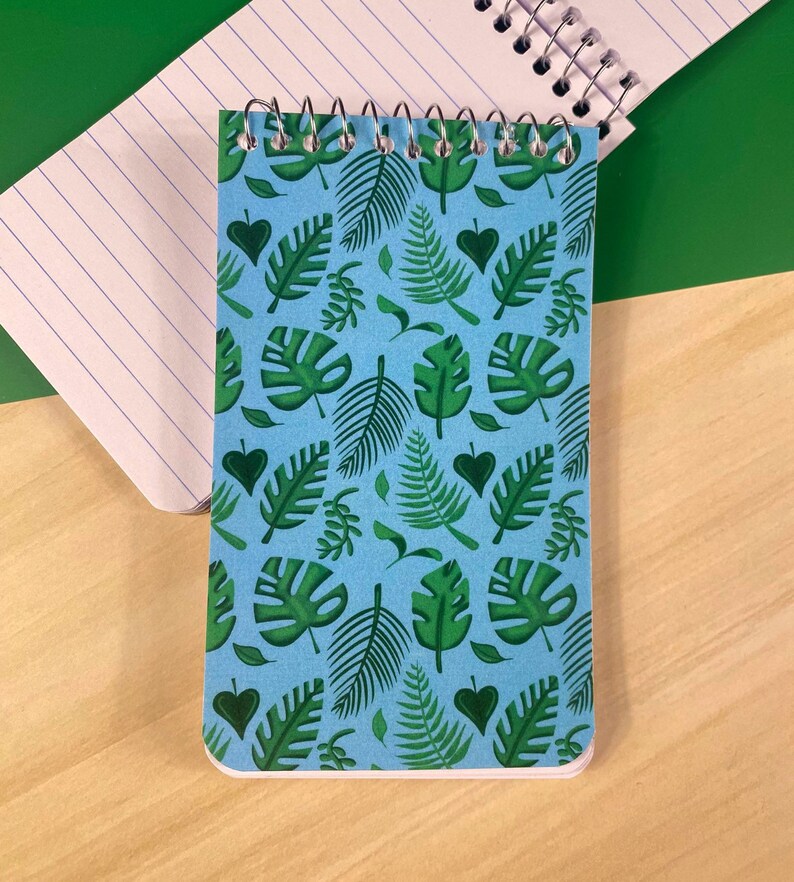 Tropical Leaves Monstera Plant Blue Green Pattern Notepad List of ...
