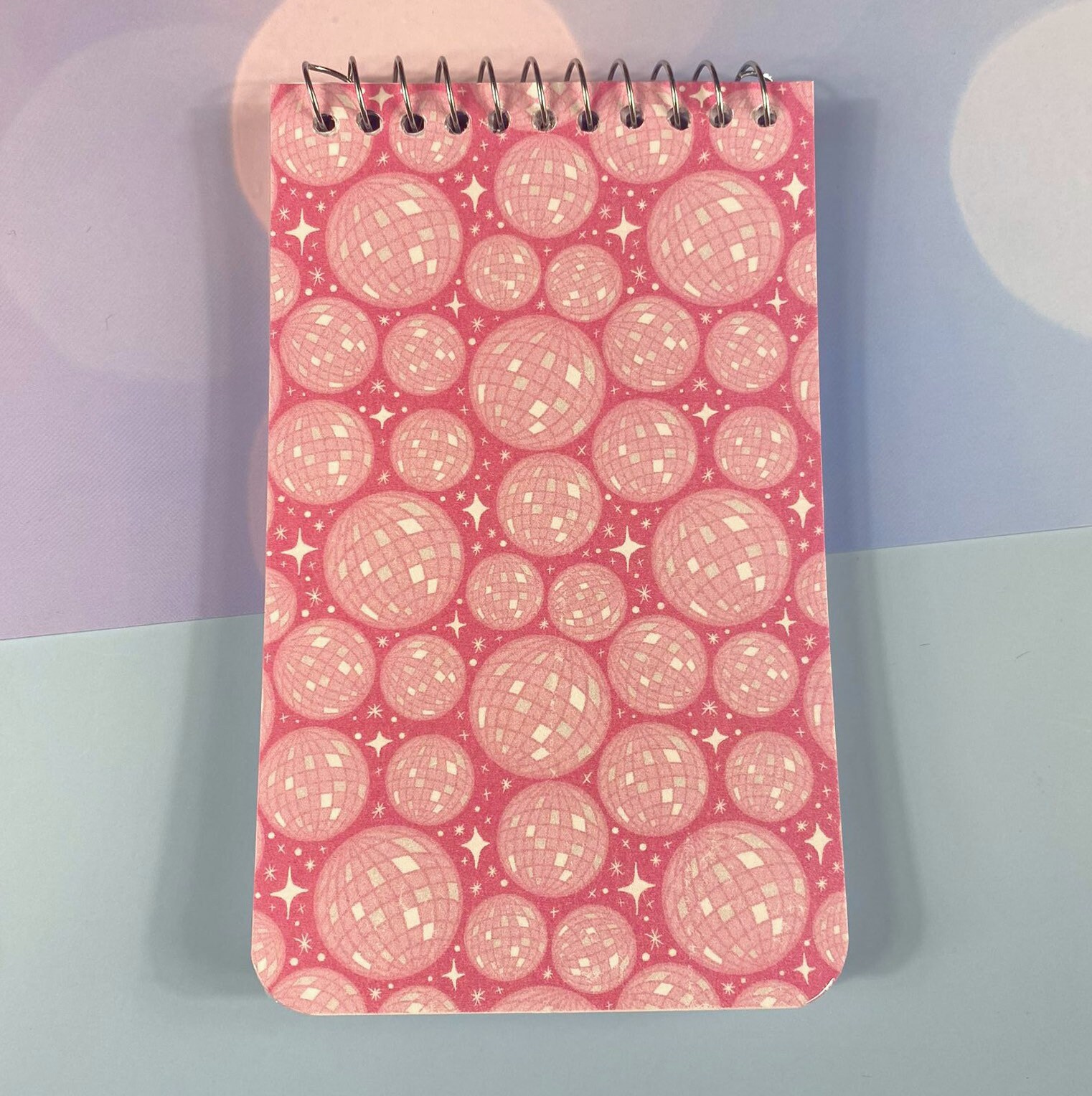 Pink Disco Ball Sparkle Pattern Spiral Notepad List Pad Stationery Gift ...