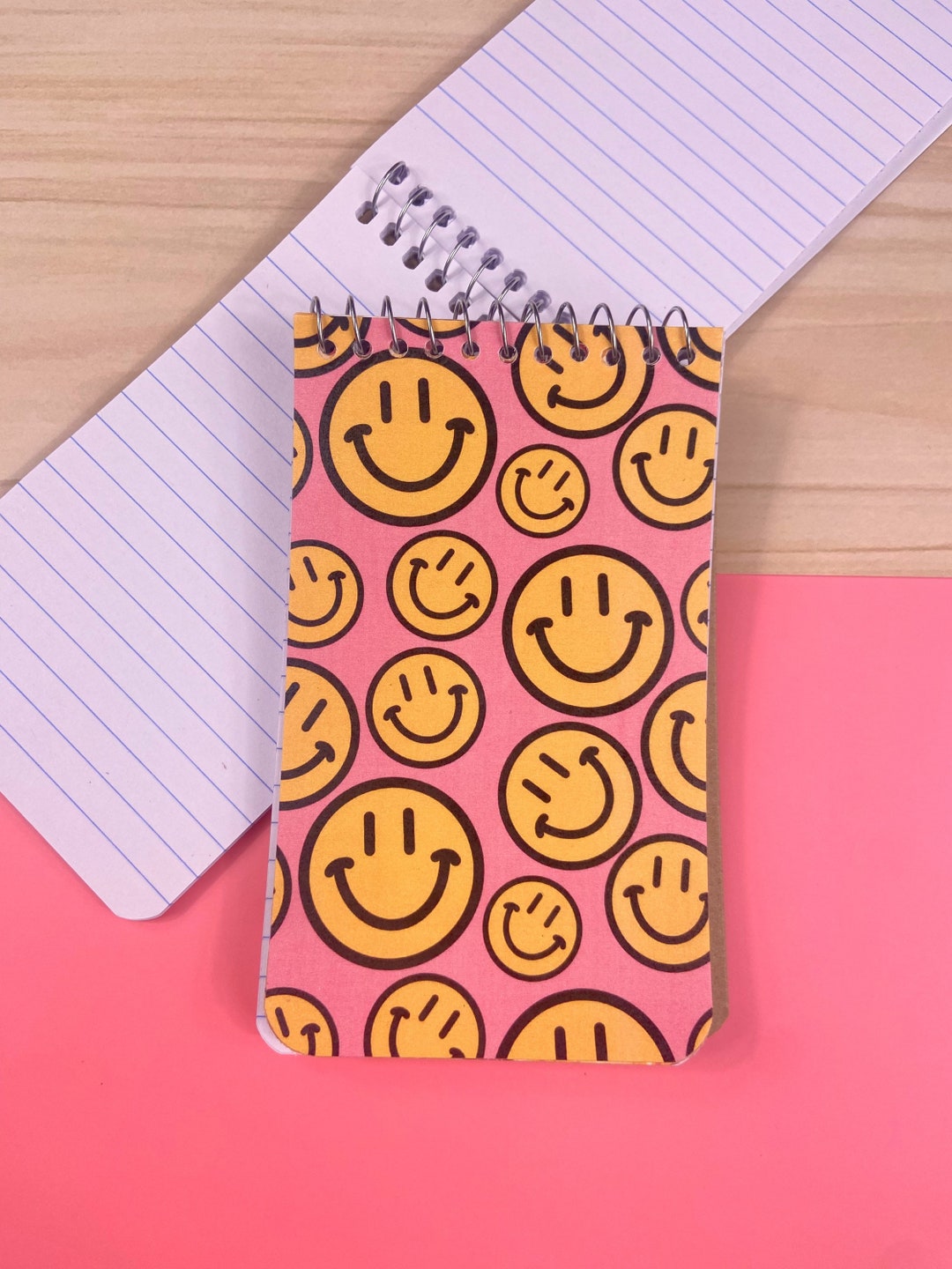 Always Smile Smiley Face Pink Pattern Spiral Notepad List Pad ...