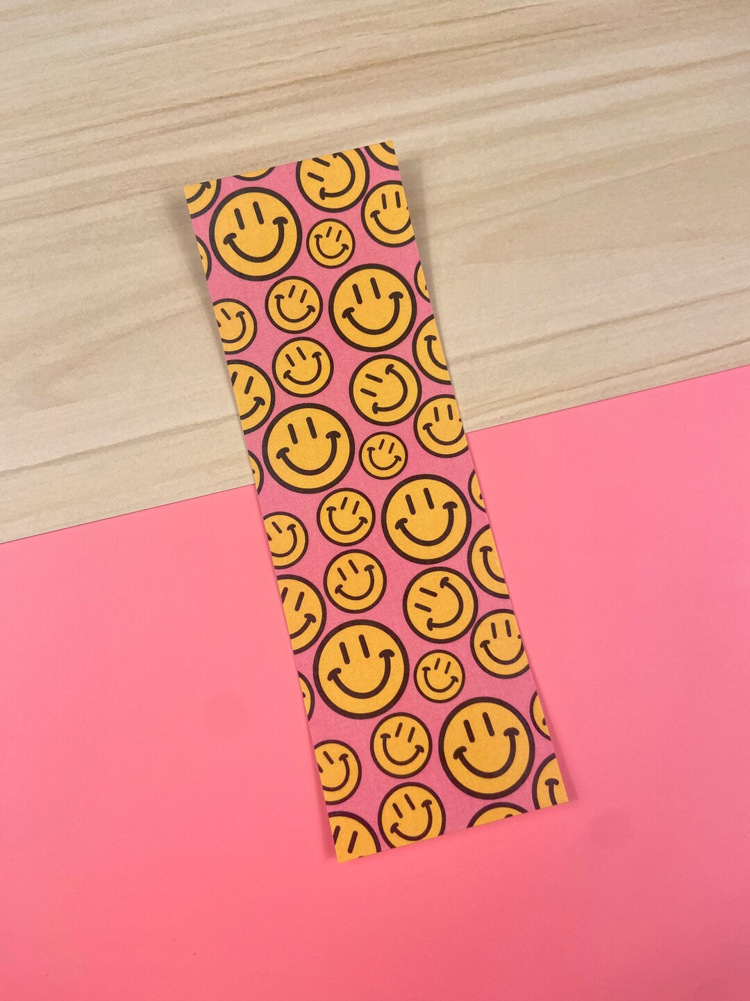 Always Smile Smiley Face Pink Pattern Laminated Bookmark Stationery ...