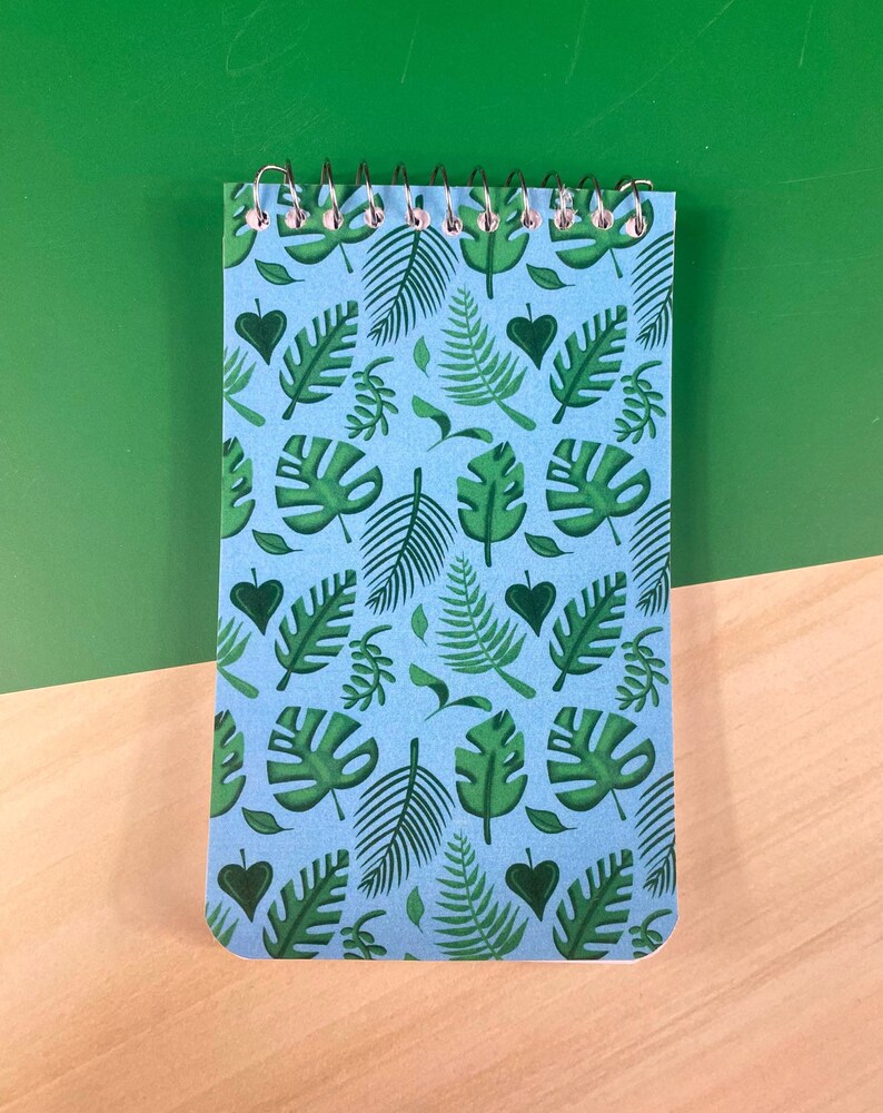 Tropical Leaves Monstera Plant Blue Green Pattern Notepad List of ...