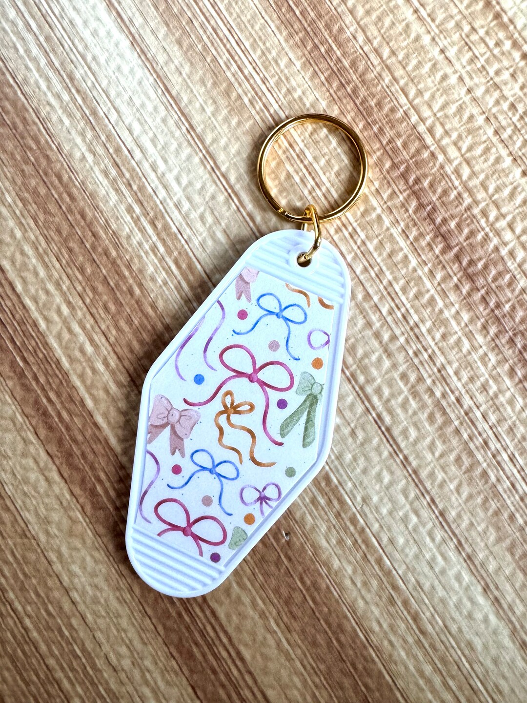 Bow Beauty Motel Keychain Double Sided Ribbon Girly Feminine Coquette ...